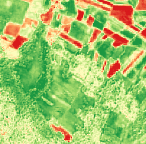 The remote sensing indices NDVI, NDMI, and NDWI